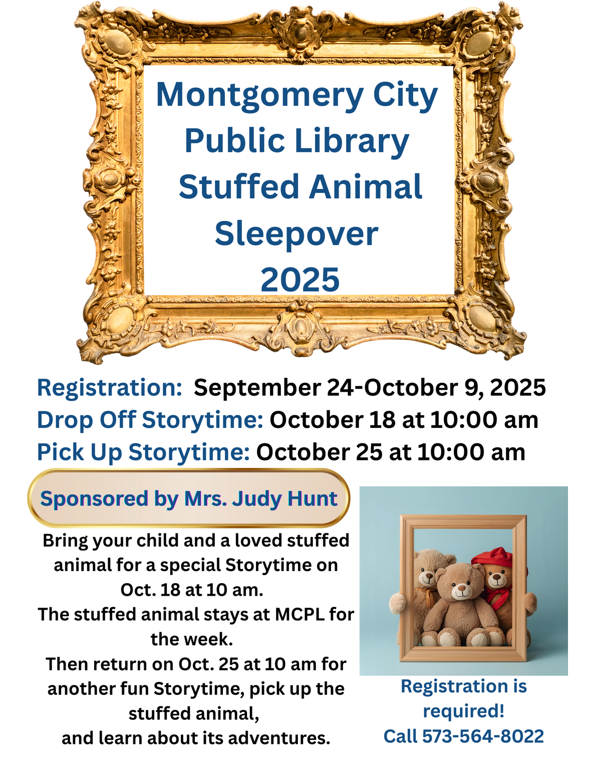 Stuffed Animal Sleepover — Montgomery City Public Library